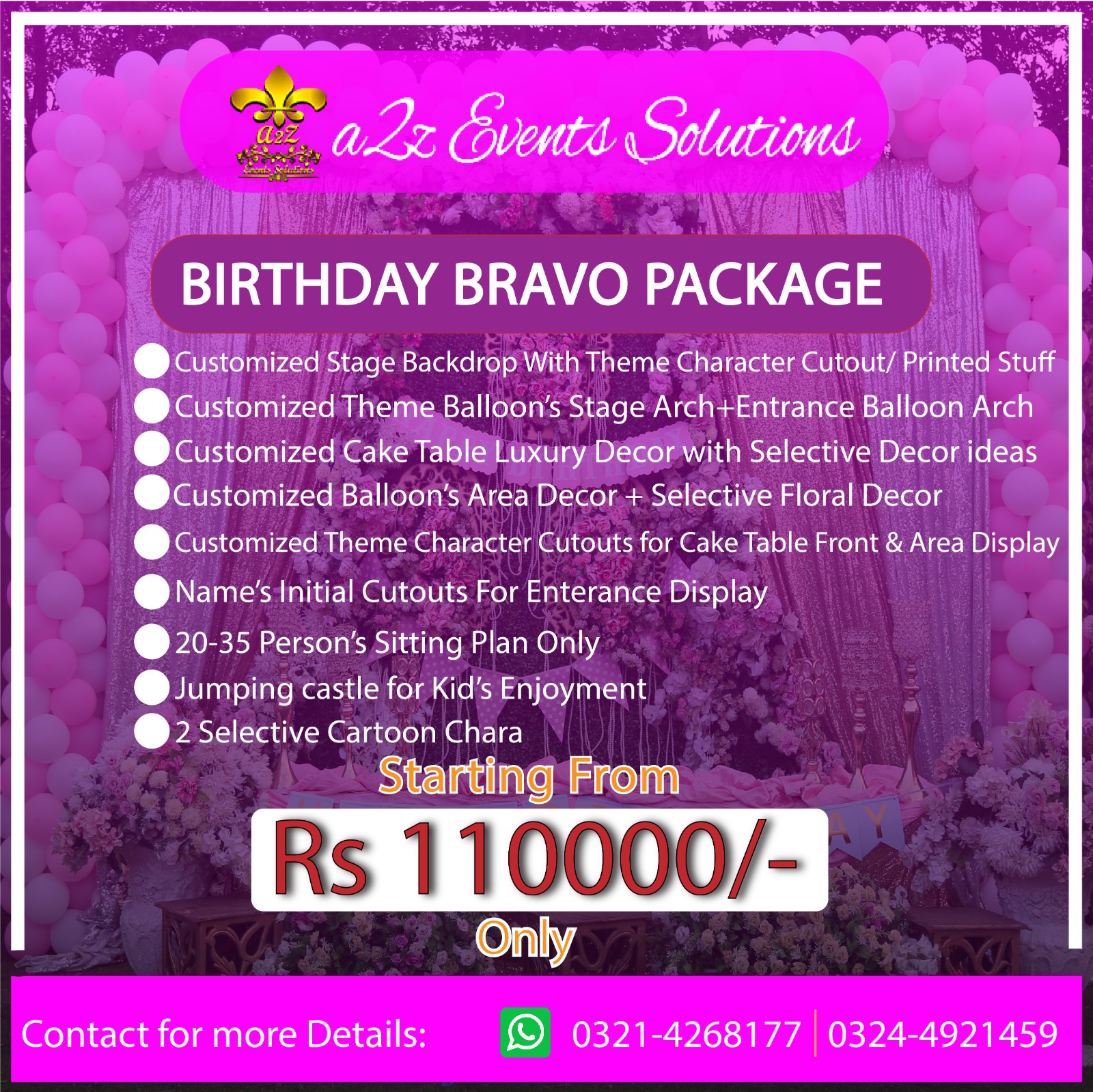 Weddings & Decorations Packages | Birthday Packages by a2z