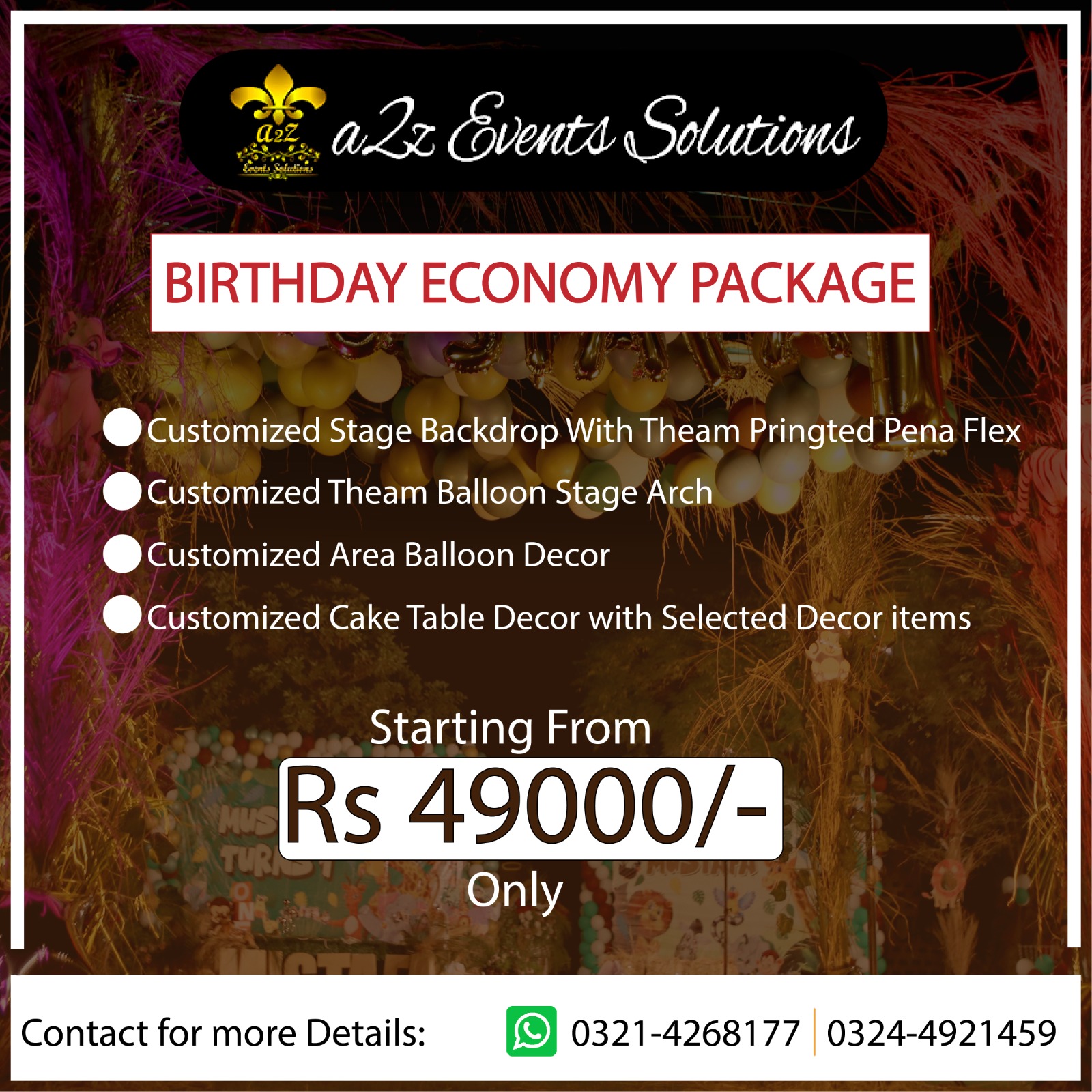 Weddings & Decorations Packages | Birthday Packages by a2z