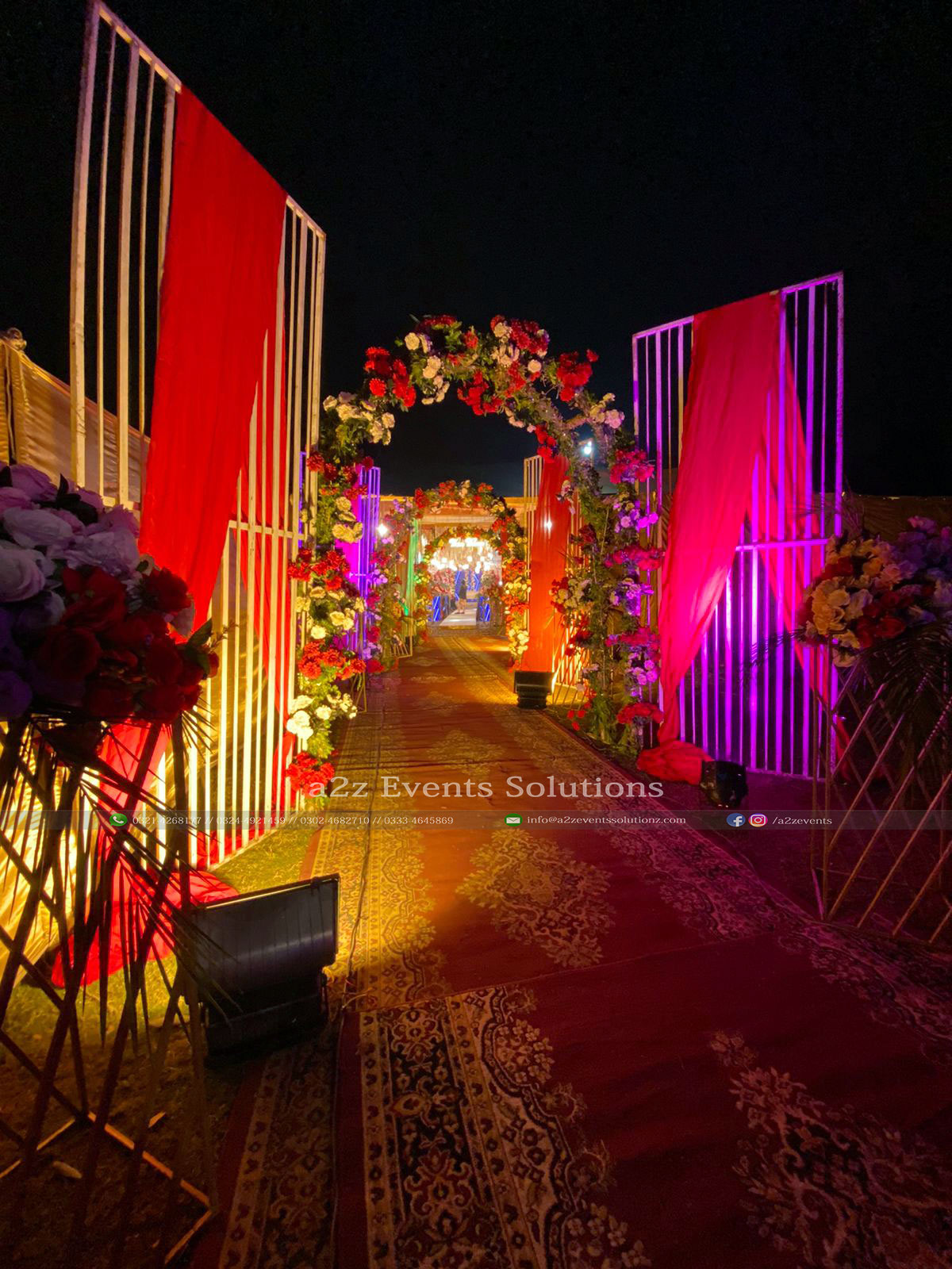 Multicolored Traditional Mehndi | Indoor Wedding Setup | Floral ...