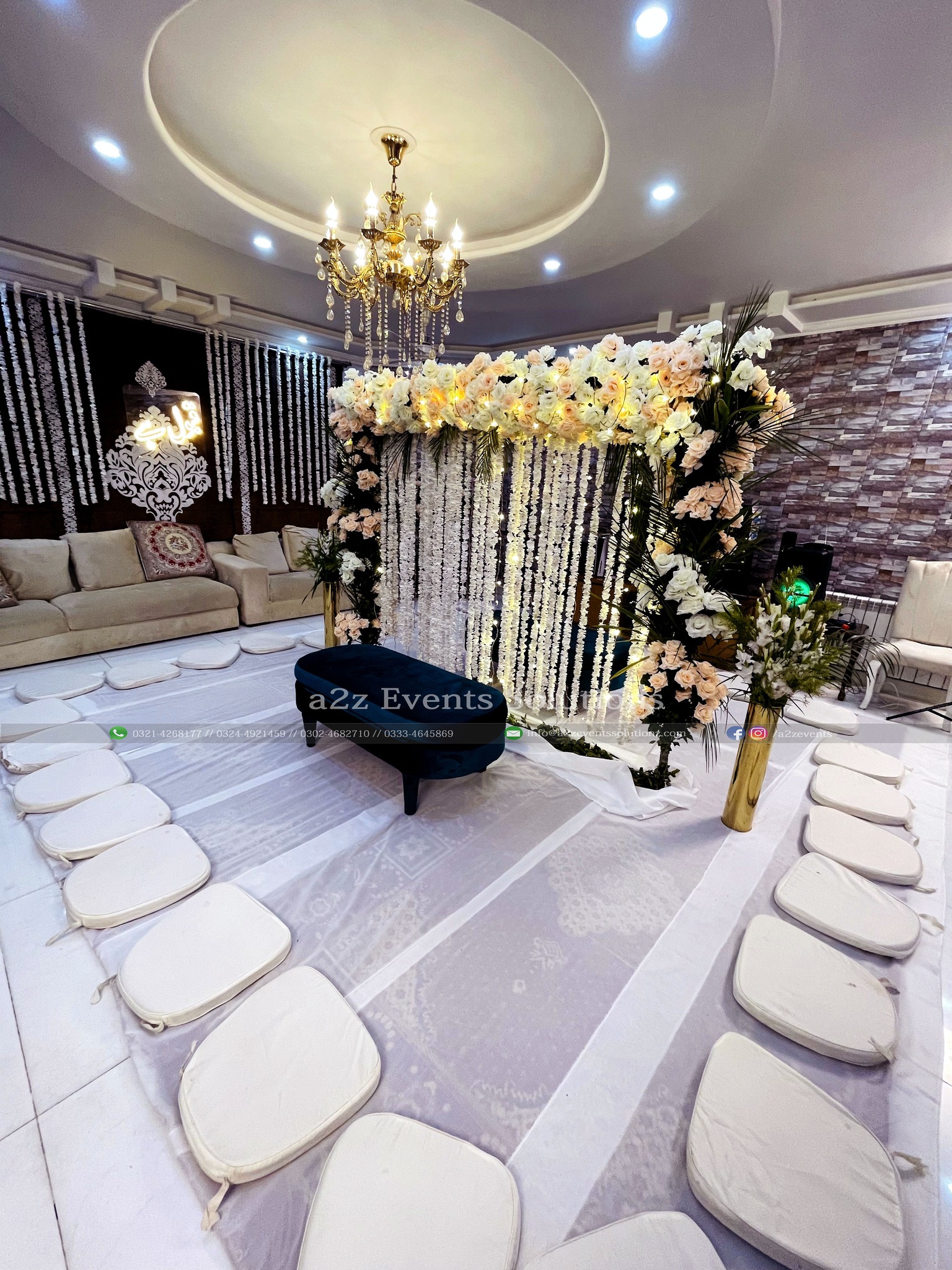 Western Theme Nikkah Indoor | Intimate Wedding Setup | White Wedding ...